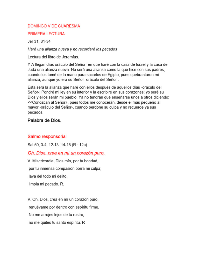 Lecturas Del Domingo v de Cuaresma | Descargar gratis PDF | Creencia religiosa y doctrina