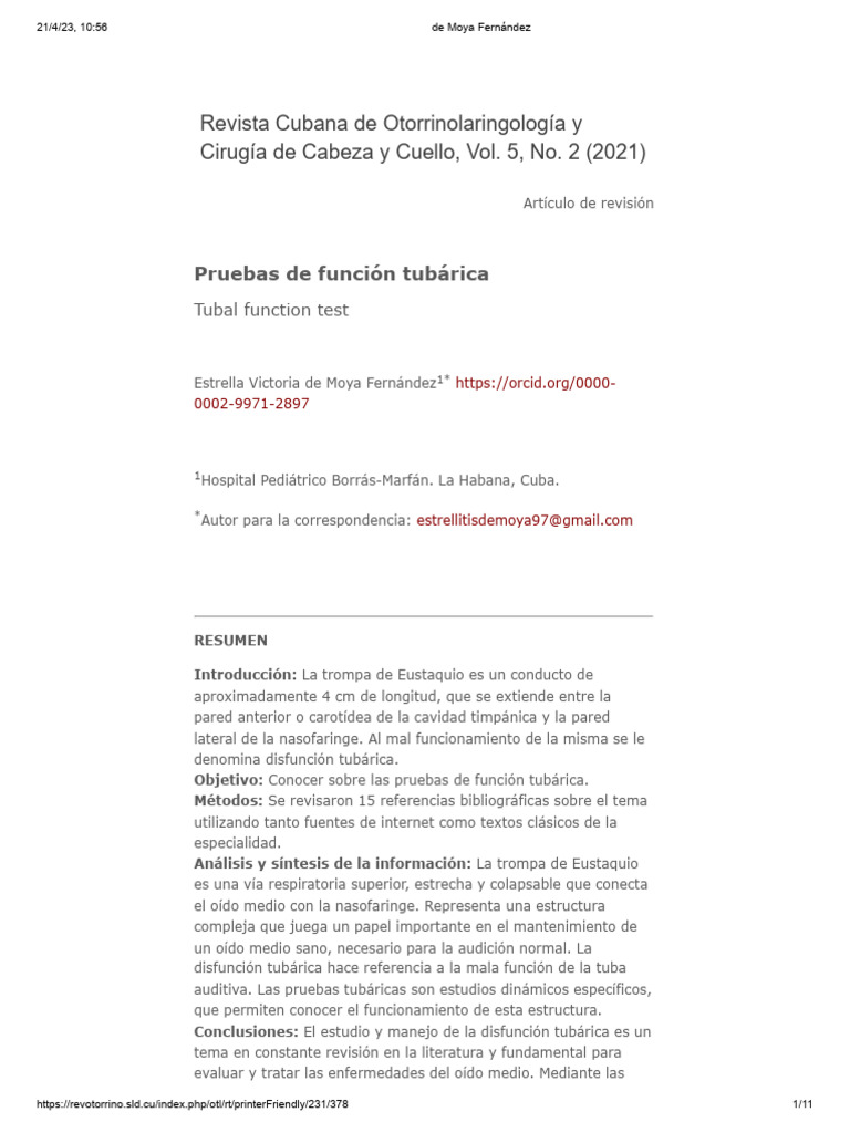 Papers Pruebas de Funcion Tubaria | PDF | Oído | Otología Papers Pruebas de Funcion Tubaria | PDF | Oído | Otología