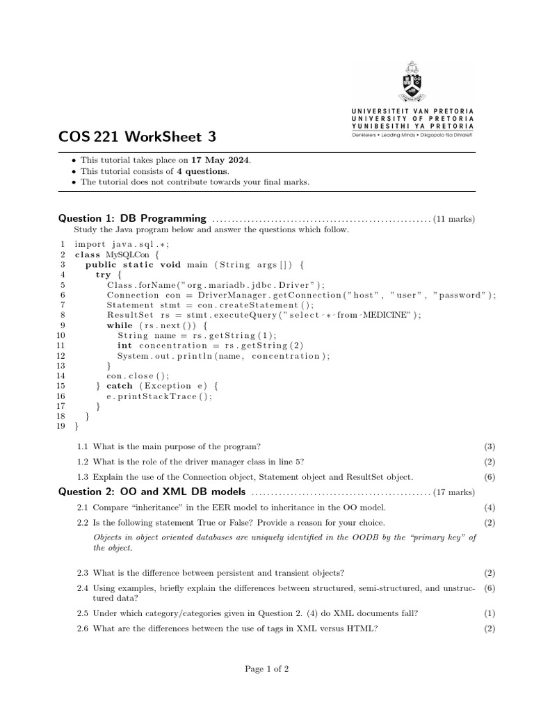 COS 221-Worksheet3 | PDF | Database Index | Information Technology