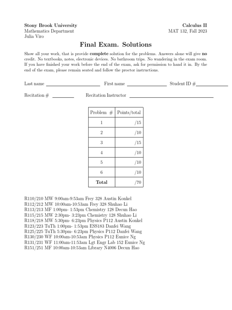 Final Sol | PDF | Calculus | Mathematical Objects