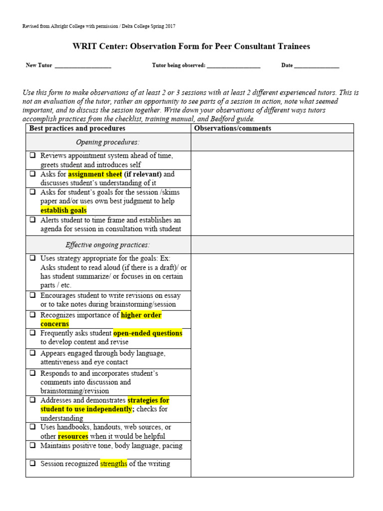 Trainee Session Observation Form | PDF | Cognition | Human Communication