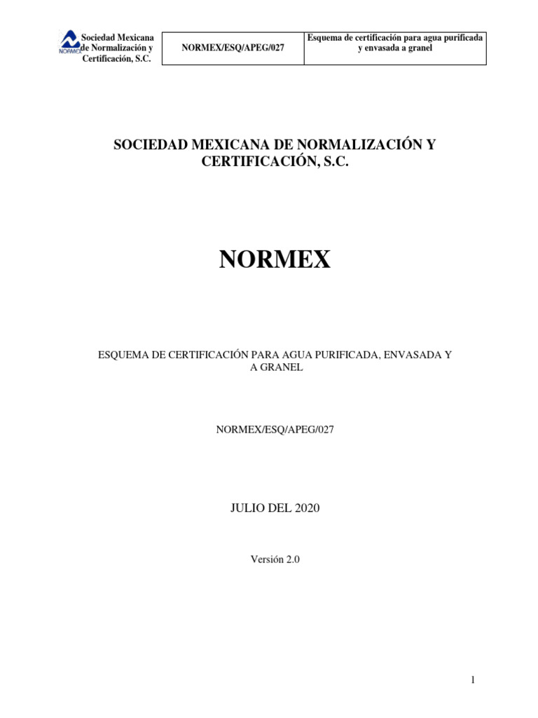 Esquema NORMEX-APEG-027 | PDF | Análisis de Riesgo y Puntos Críticos de Control | Auditoría