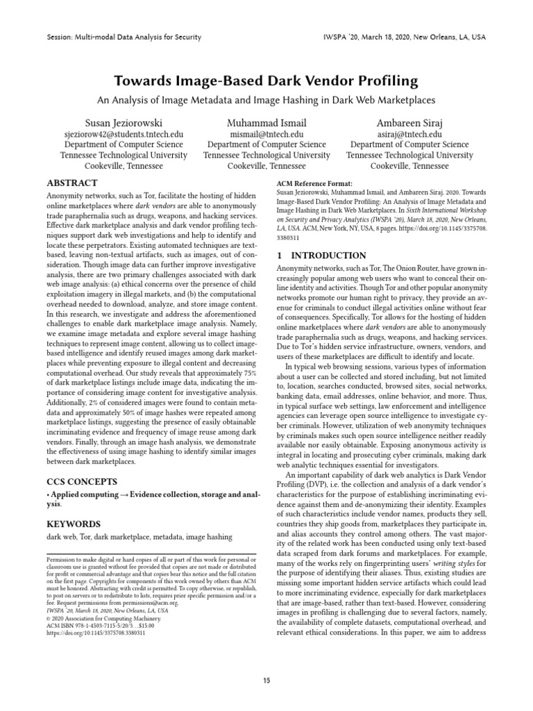 Towards Image-Based Dark Vendor Profiling | PDF | Computer Network | File Format