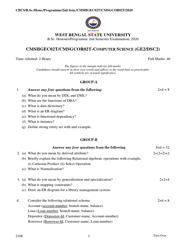 Sem 2 2020 DBMS | PDF | Relational Model | Computer Data Sem 2 2020 DBMS | PDF | Relational Model | Computer Data