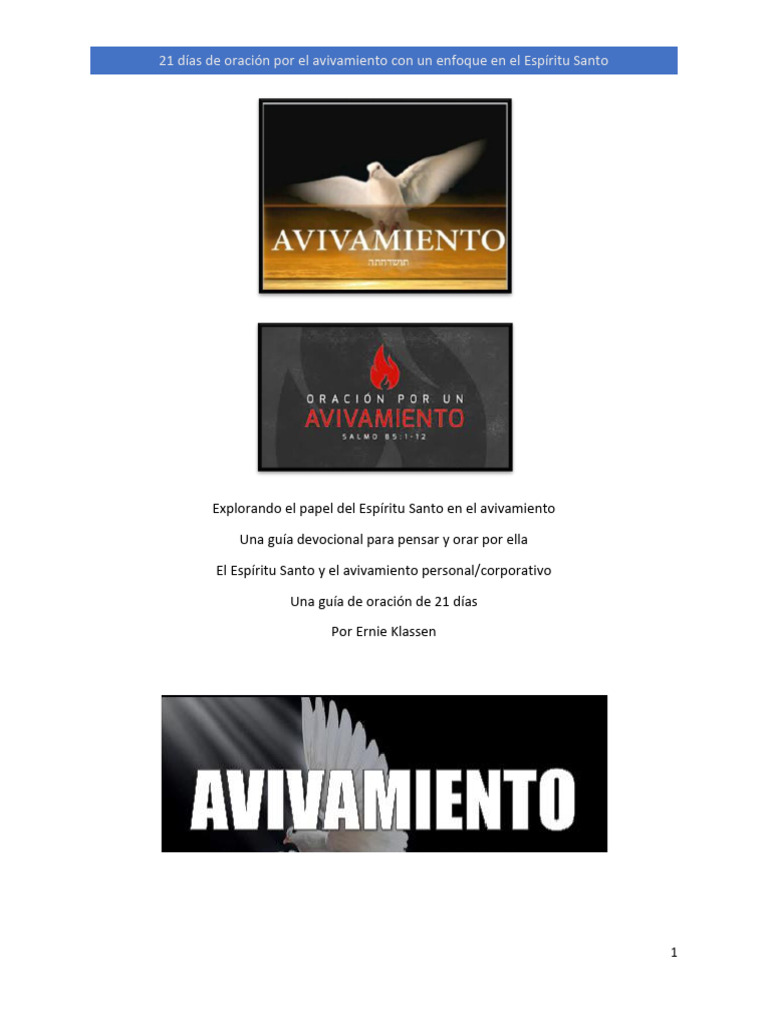 21 Días - Devocional Sobre El Avivamiento | PDF | Oración | espíritu Santo