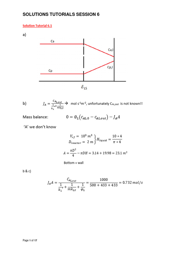 6 - Solutions Tutorials Session 6 | PDF | Mole (Unit) | Concentration