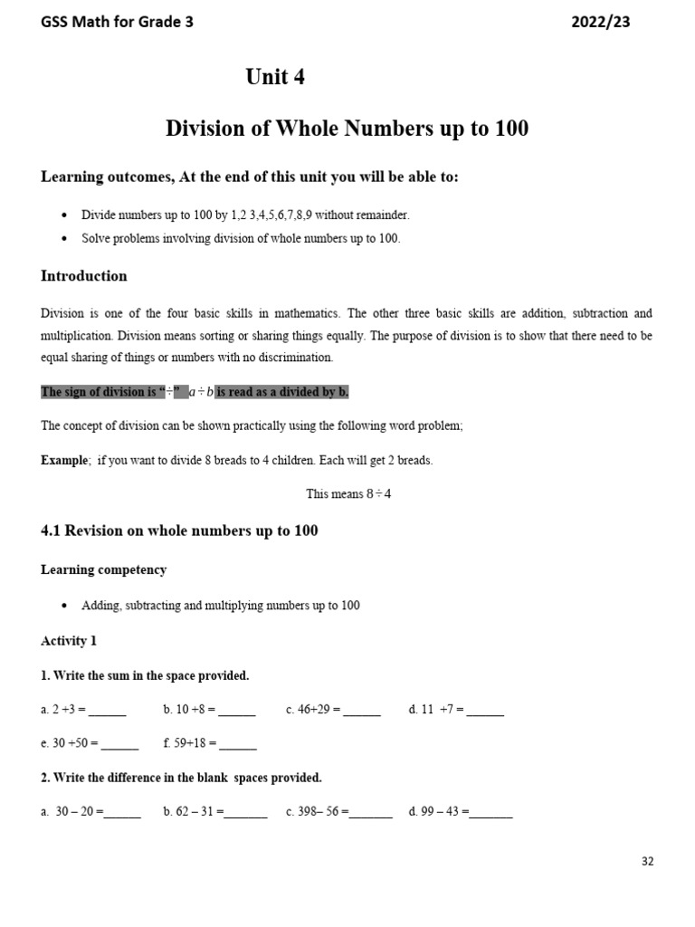 GR 3 Math Chapter 4 | PDF | Division (Mathematics) | Mathematics
