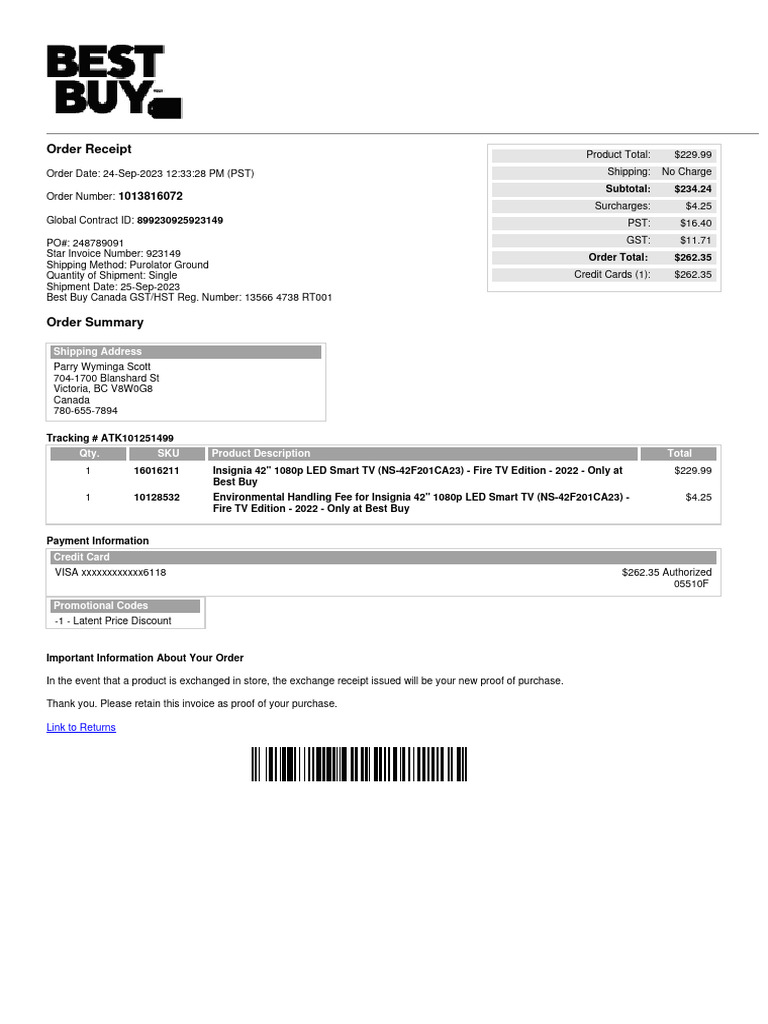 TV Receipt | PDF | Receipt | Invoice