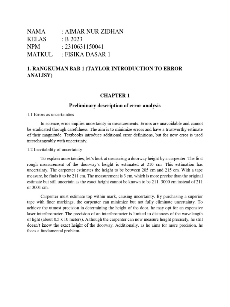 Error Analysis in Physics Measurements | PDF | Uncertainty | Density