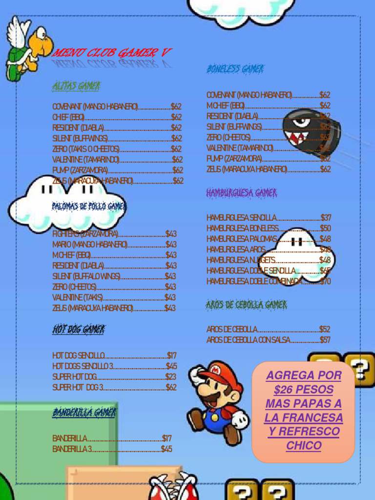 MENU XBOX Y PS4 TERMINADO 2023 Mario PDF | PDF