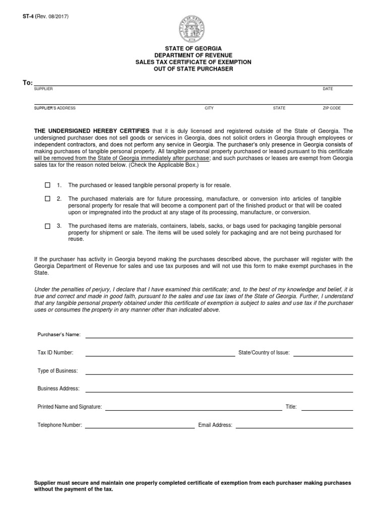 OUT OF STATE - Form - ST-4 | PDF | Use Tax | Taxes