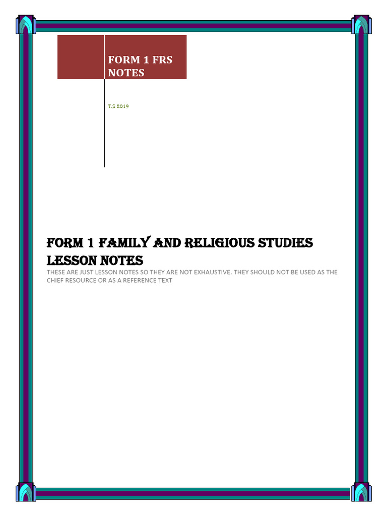Ngundu High Form 1 FRS Lesson Notes-4 | PDF | Asthma | Jesus