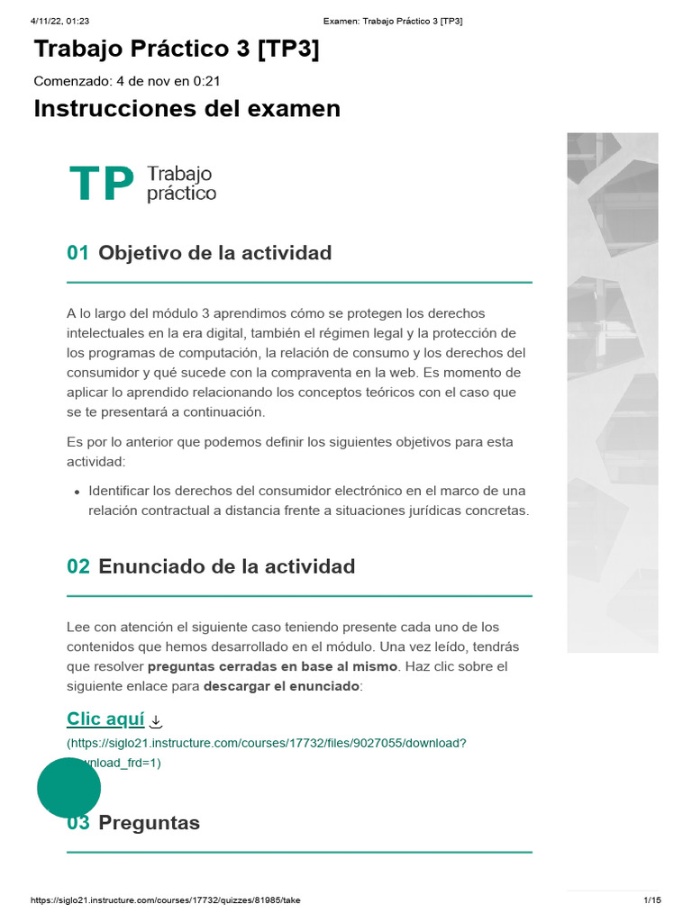 Examen _ Trabajo Práctico 3 [TP3] Informática jurídica 2022 | PDF | Propiedad intelectual | Los ...