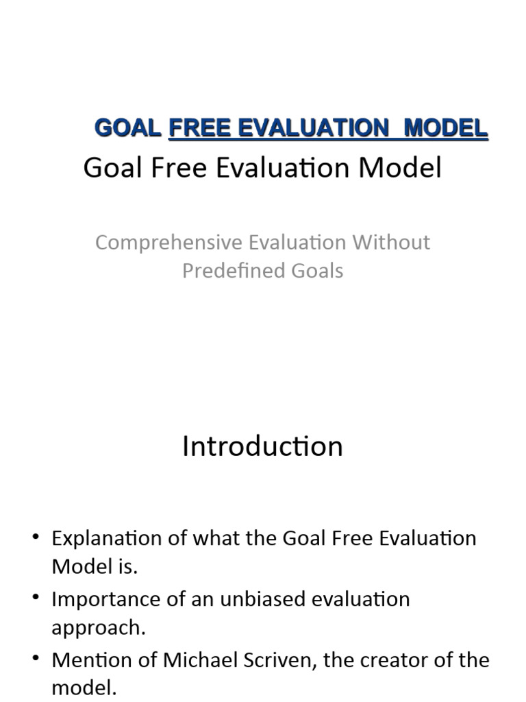 Scriven's Goal Free Evaluation Model | PDF