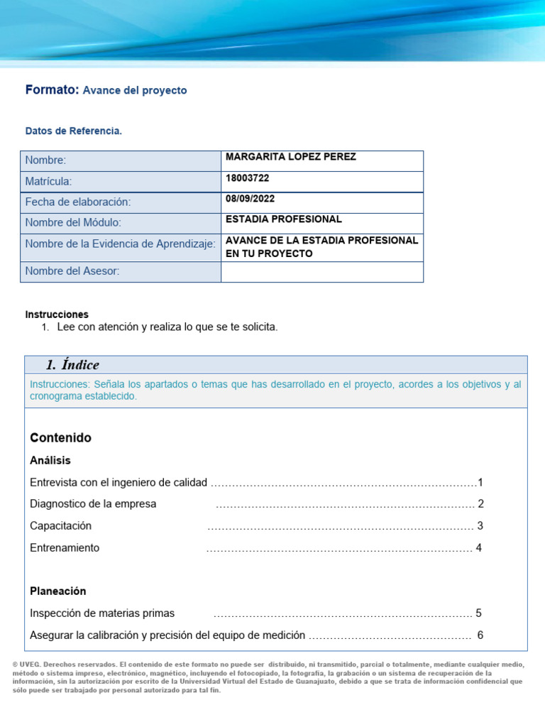 EA4 Formato Avance-Del-Proyecto | PDF | Información