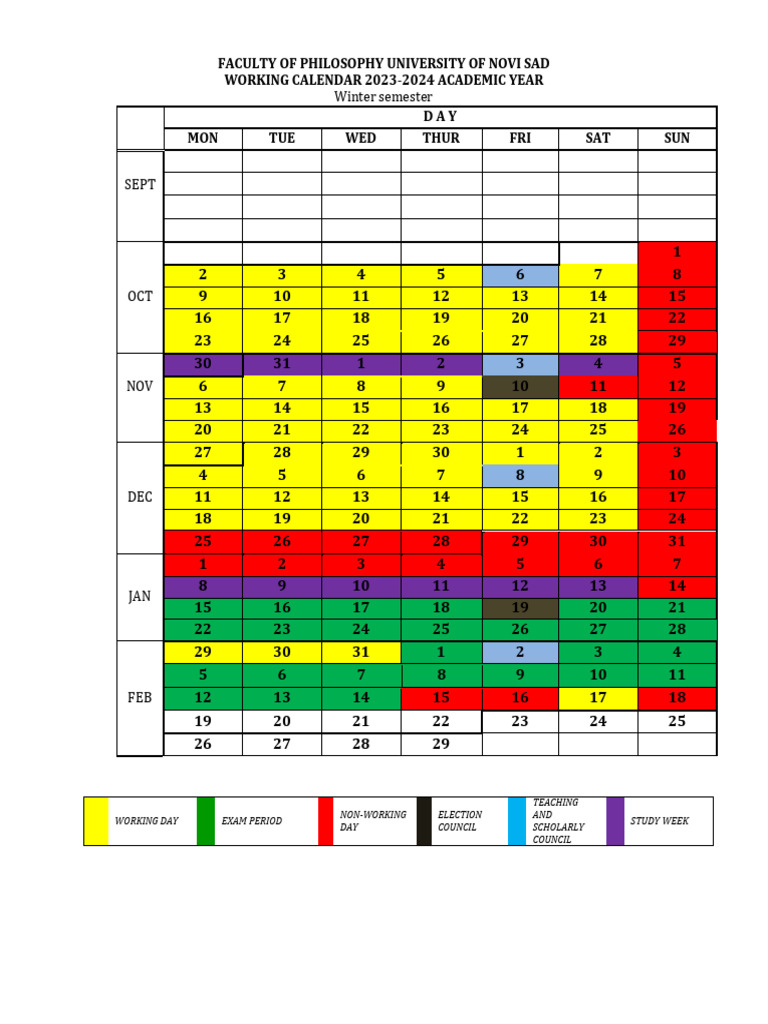 Working Calendar 2023-2024 | Download Free PDF | Educational Institutions