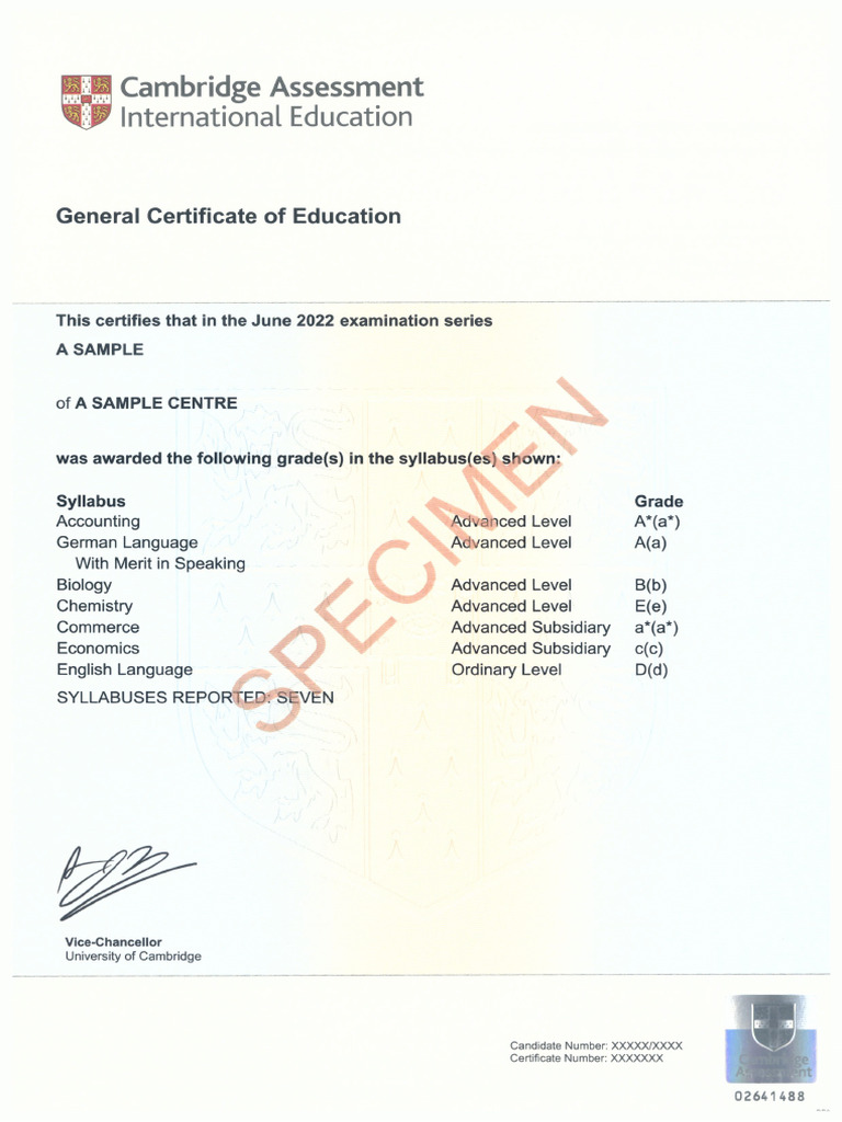 Sample Certifi | PDF