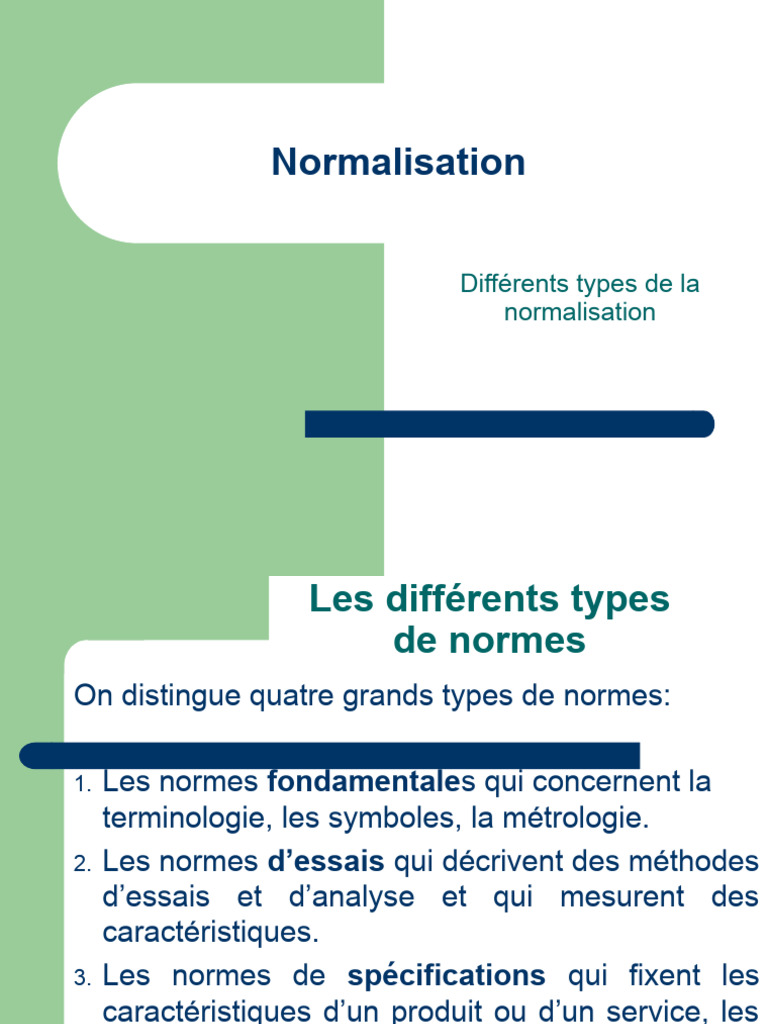 Types de normes en normalisation | PDF