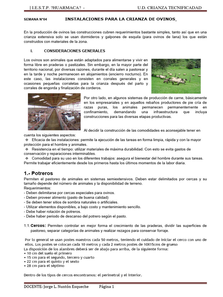 Instalaciones para Crianza de Ovinos | PDF | Oveja | Cable