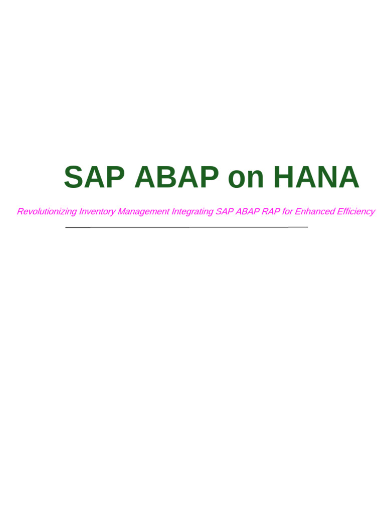 Sap Abap On Hana 2 Pdf Databases Class Computer Programming
