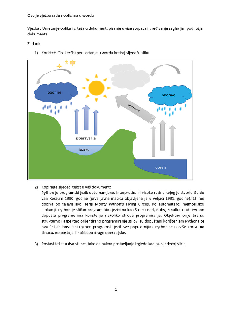 Vježba - Crtanje U Wordu | PDF