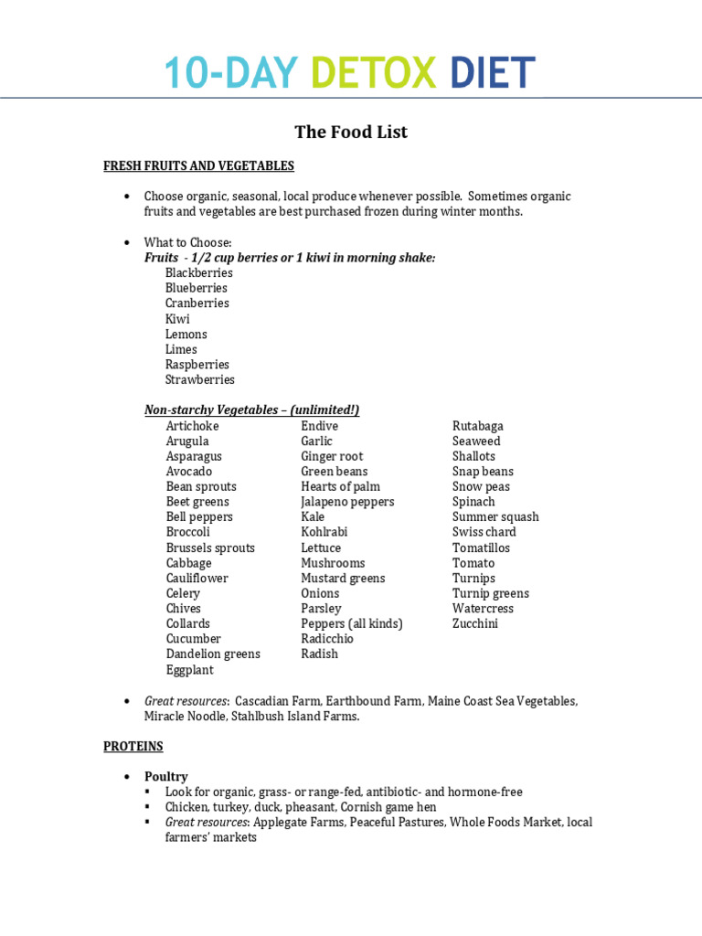 10 Day Detox Diet Food List Final2 1 | PDF | Nut (Fruit) | Vegetables
