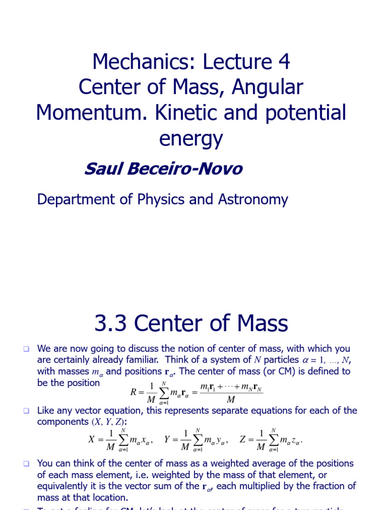 Mechanics Lecture04 | PDF | Force | Rotation Around A Fixed Axis