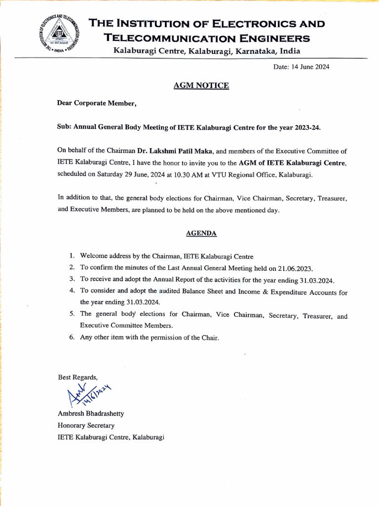 AGM Notice 2024 | PDF