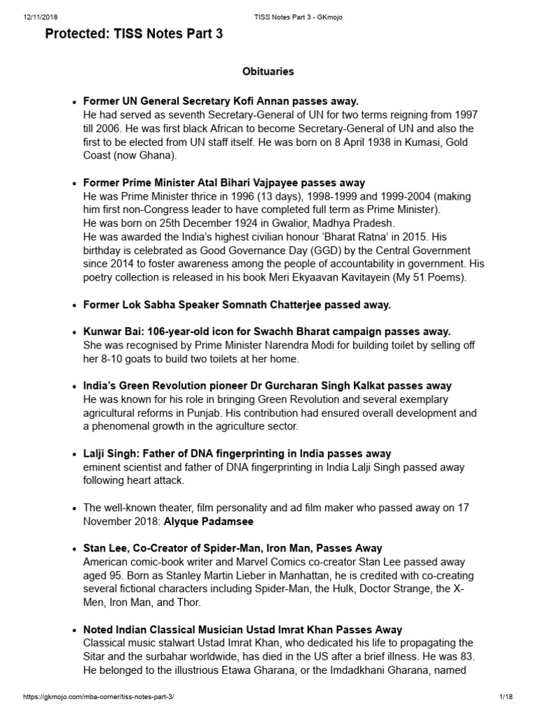 TISS Notes Part 3 - GKmojo | PDF