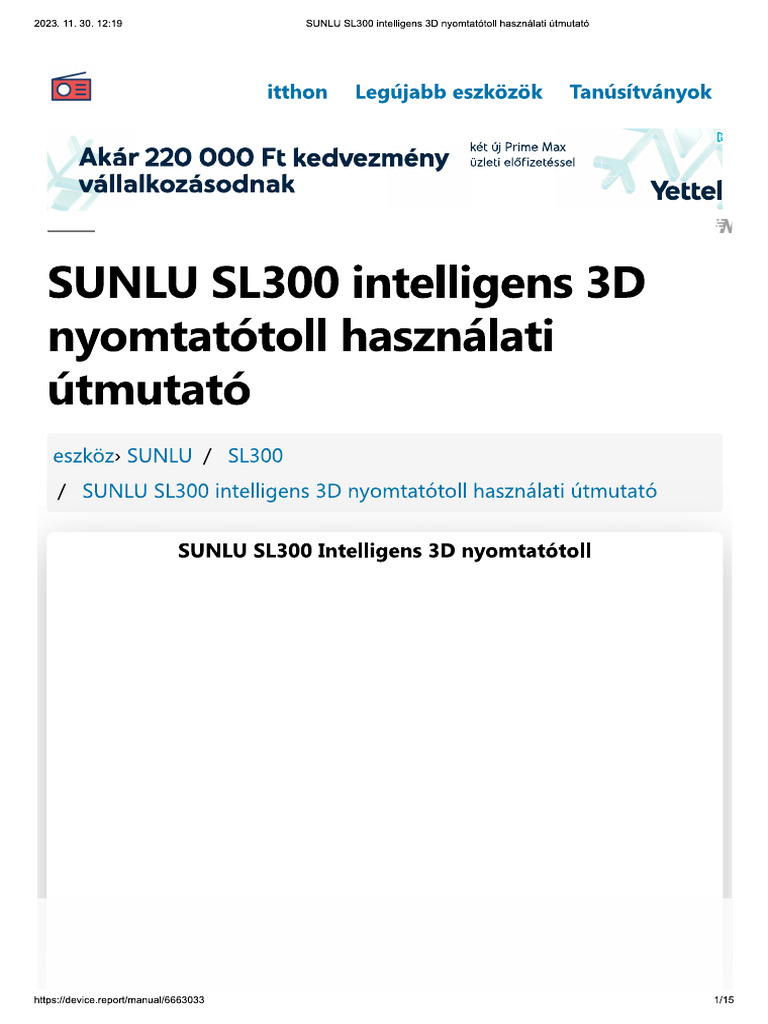 Sunlu SL300 3D Printer Overview | PDF