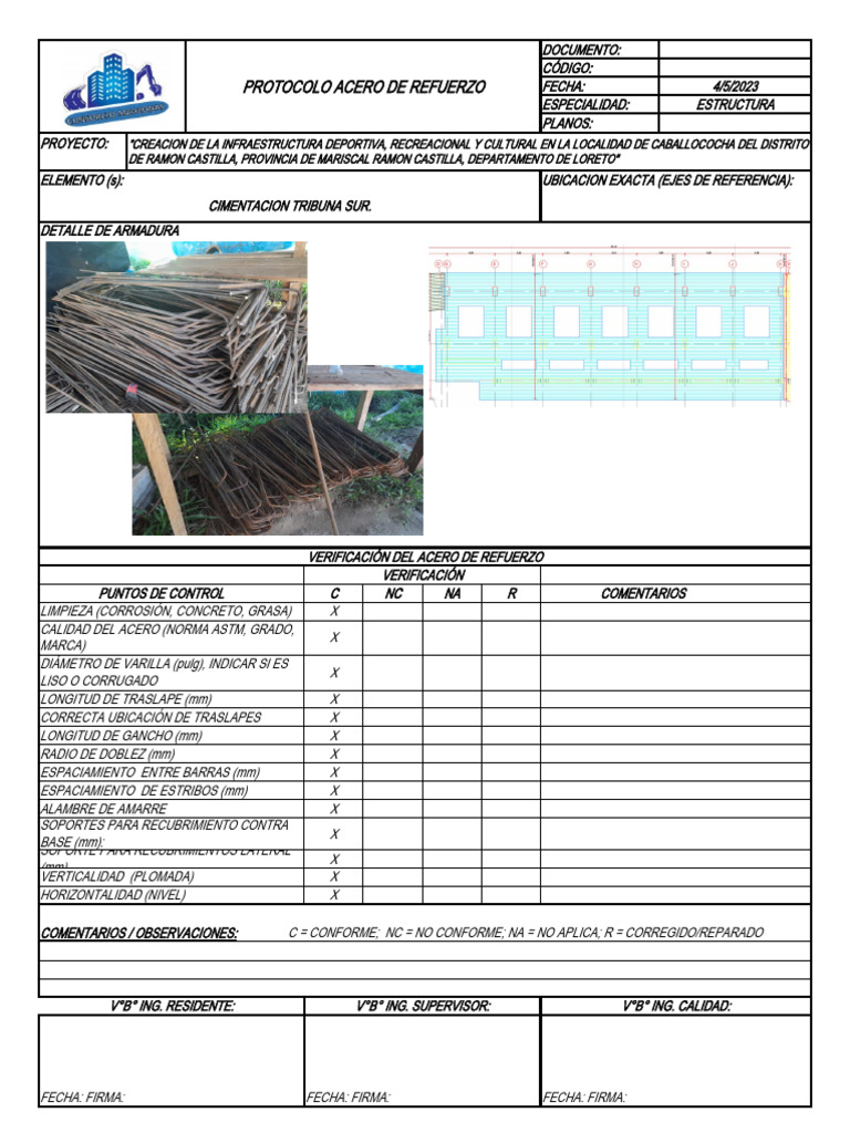 Protocolo de Acero de Refuerzo | PDF | Acero | Materiales de construcción