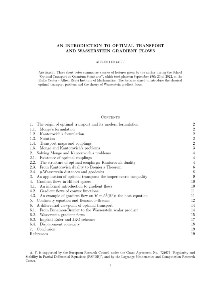 An Introduction To Optimal Transport and Wasserstein Gradient Flows ... An Introduction To Optimal Transport and Wasserstein Gradient Flows ...