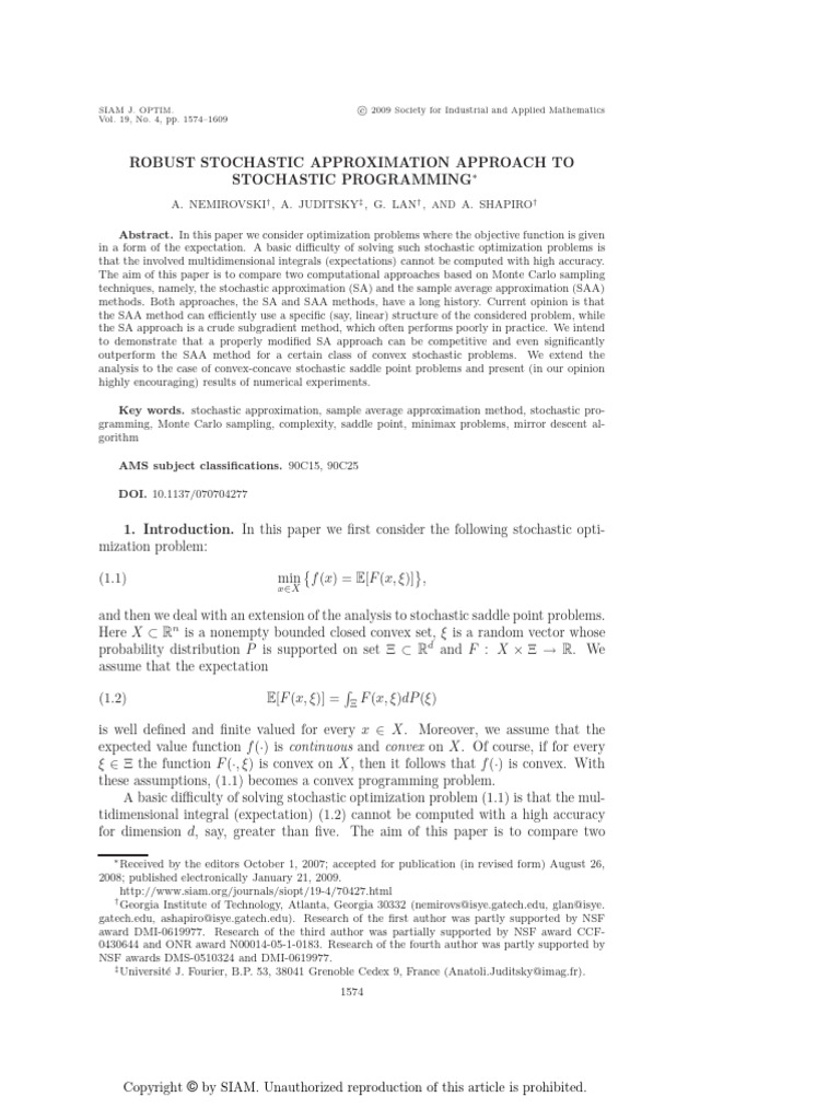 Siopt Rsa 2009 | PDF | Mathematical Optimization | Stochastic