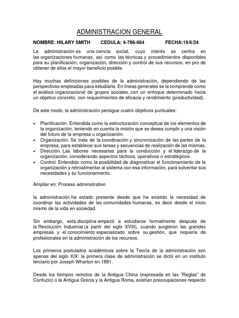 Fundamentos de la Administración General | PDF | Business | Planificación