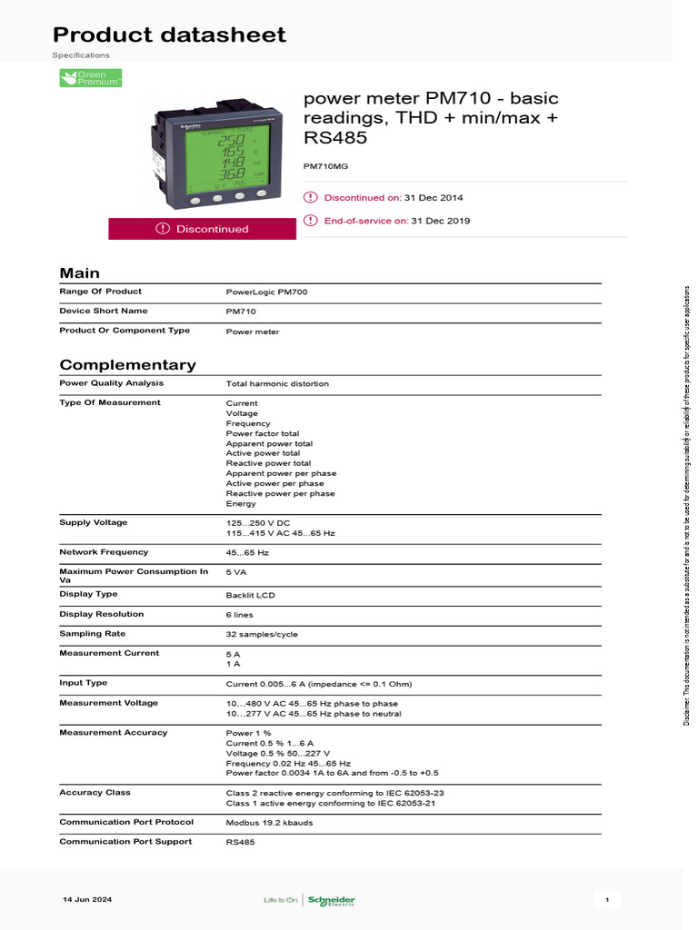 PM710 Power Meter Specifications Overview | PDF | Ac Power | Computer ...