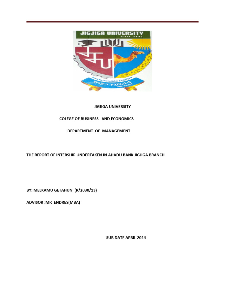 Internship Report: Ahadu Bank Insights | PDF | Banks | Transaction Account
