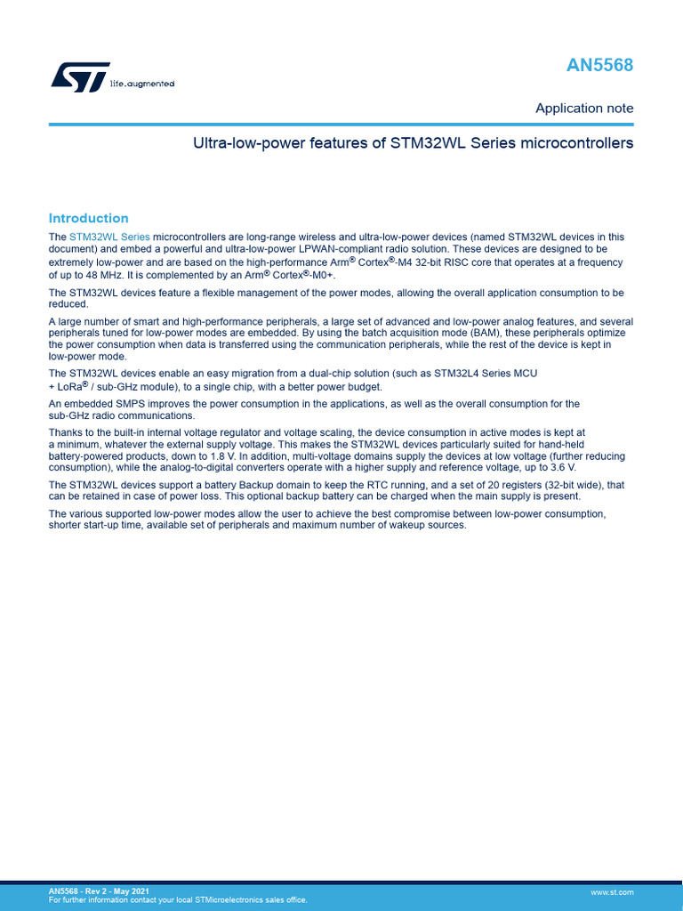 An5568 Ultralowpower Features of Stm32wl Series Microcontrollers Stmicroelectronics | PDF ...