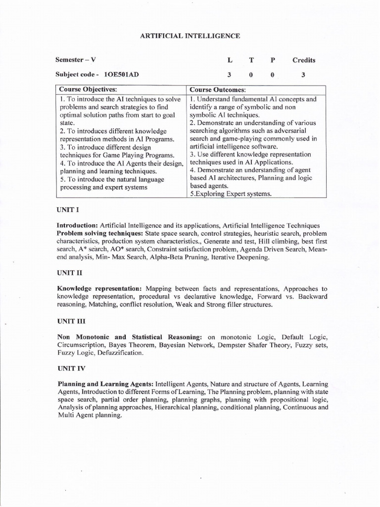 Open Elective I- AI&DS -Artificial Intelligence | PDF