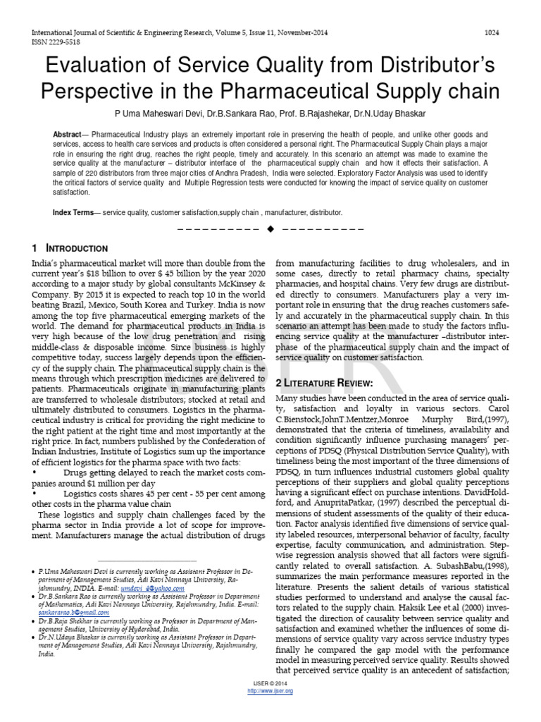 Evaluation of Service Quality From Distributors Perspective | PDF ...