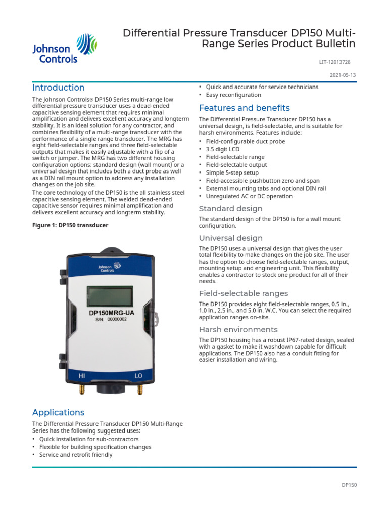 Transmisor de Presión Diferencial DP150 | PDF | Pressure Measurement ...