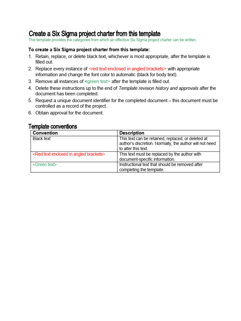 Project Charter Template | PDF | Six Sigma | Computing