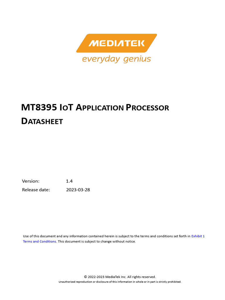 MT8395 IoT Application Processor Datasheet v1.4 | PDF | Computer Hardware | Computing