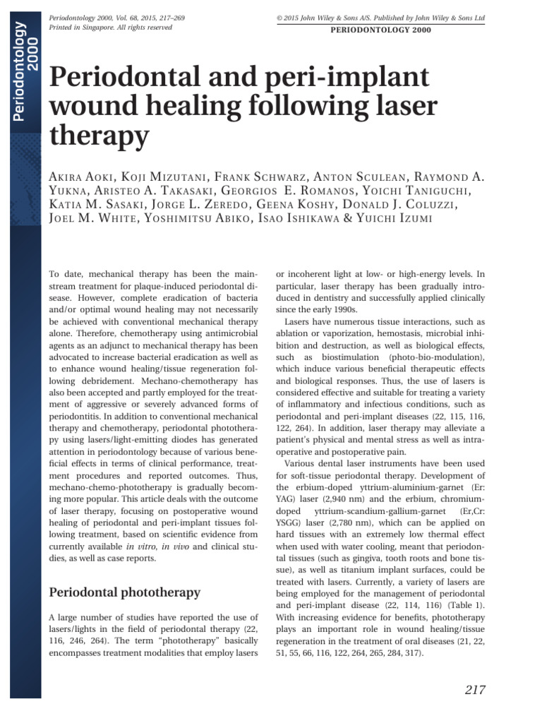 Periodontal and peri-implant wound healing following laser therapy ...