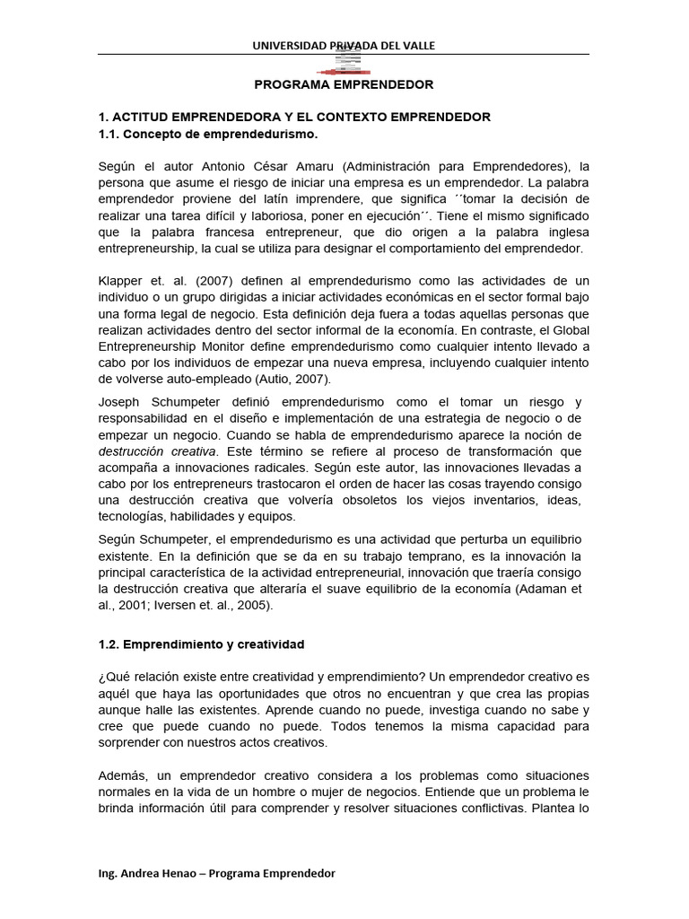 Programa Emprendedor | PDF | Iniciativa empresarial | Creatividad