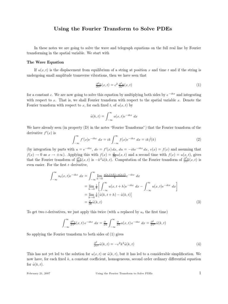 Using The Fourier Transform To Solve Pdes | PDF | Wave Equation | Waves