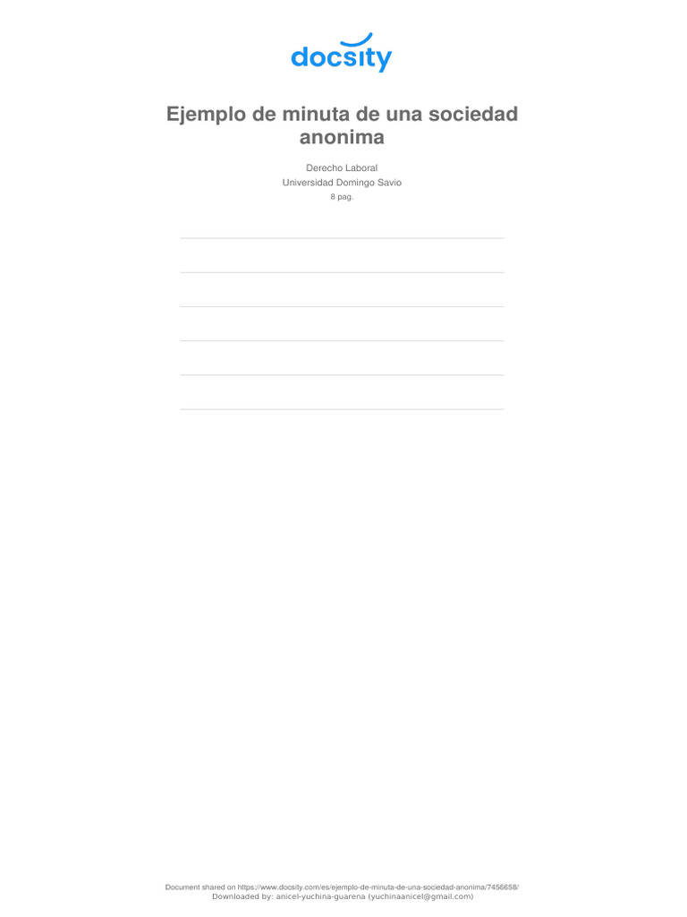 Docsity Ejemplo de Minuta de Una Sociedad Anonima | PDF | Sociedad de responsabilidad limitada ...