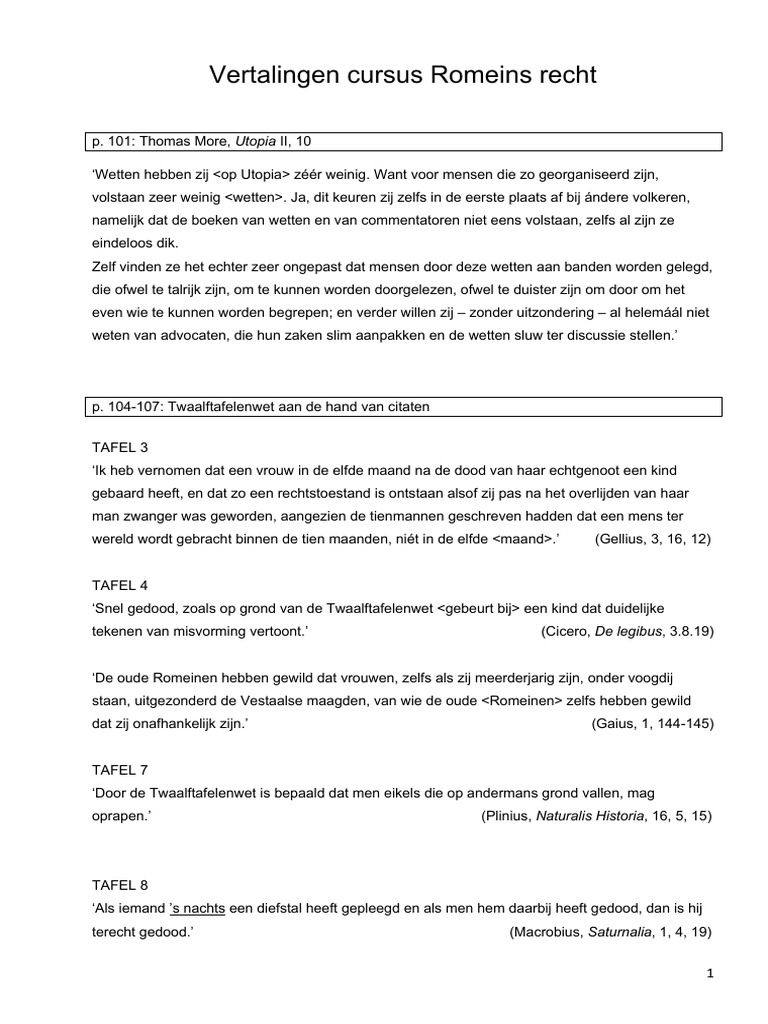 Cursus Romeins Recht '21'22 Alle Vertalingen | PDF