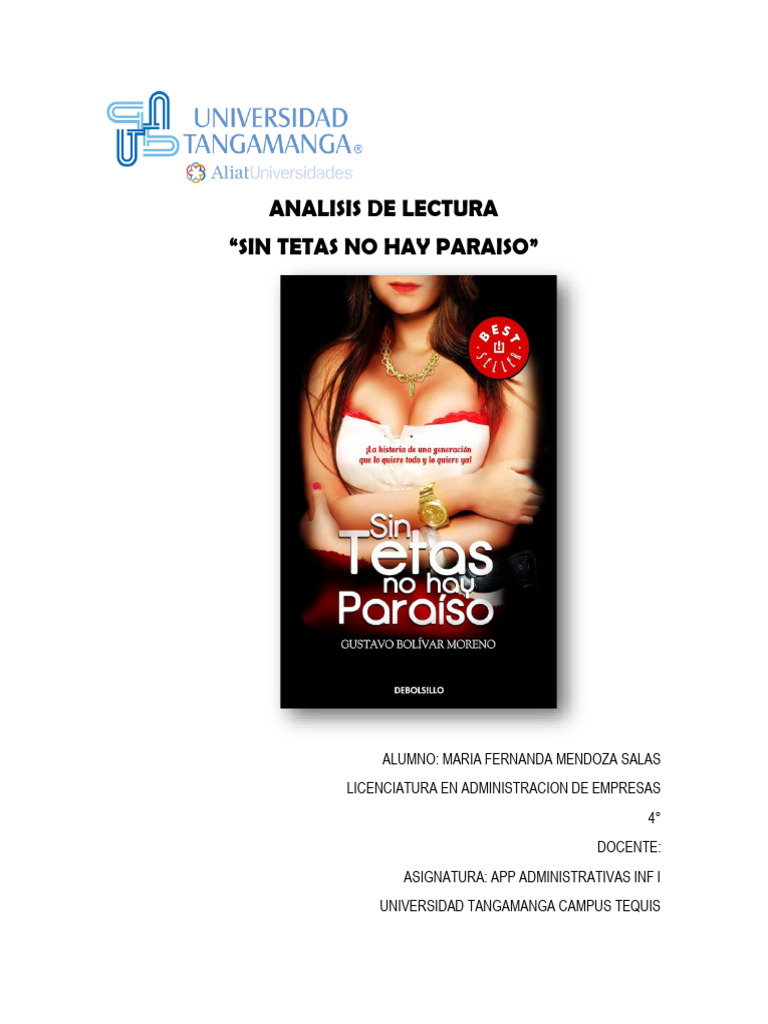 ANALISIS DE LECTURA - Sin Tetas No Hay Paraiso | PDF