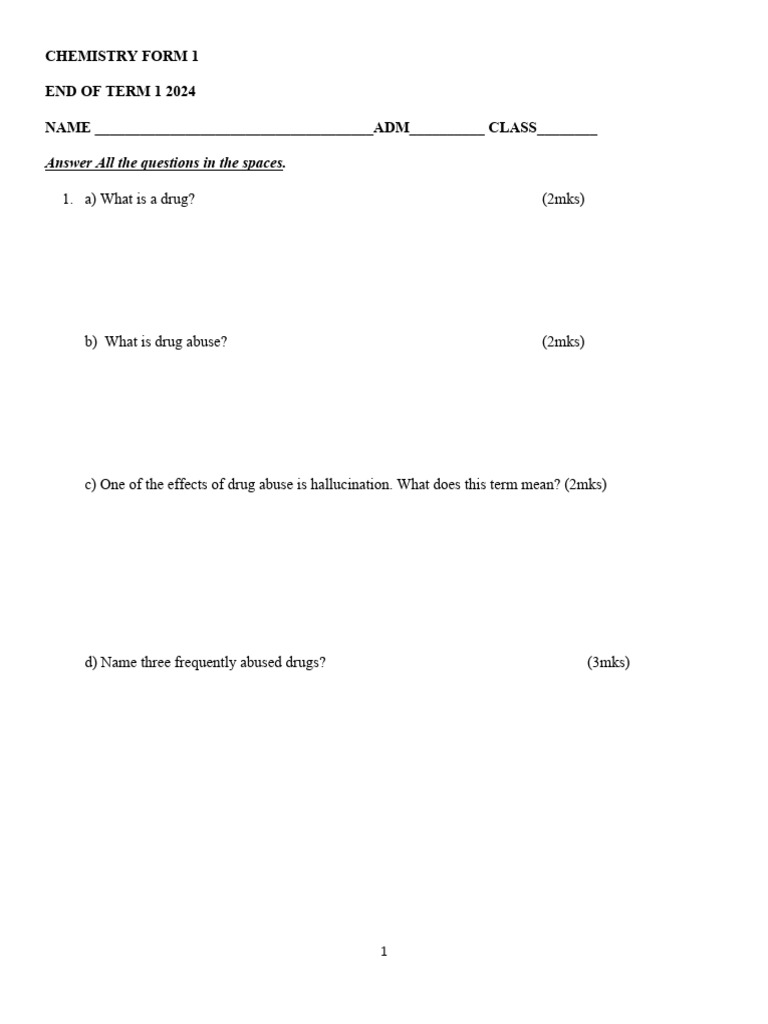 Chemistry Form One | Download Free PDF | Solubility | Materials