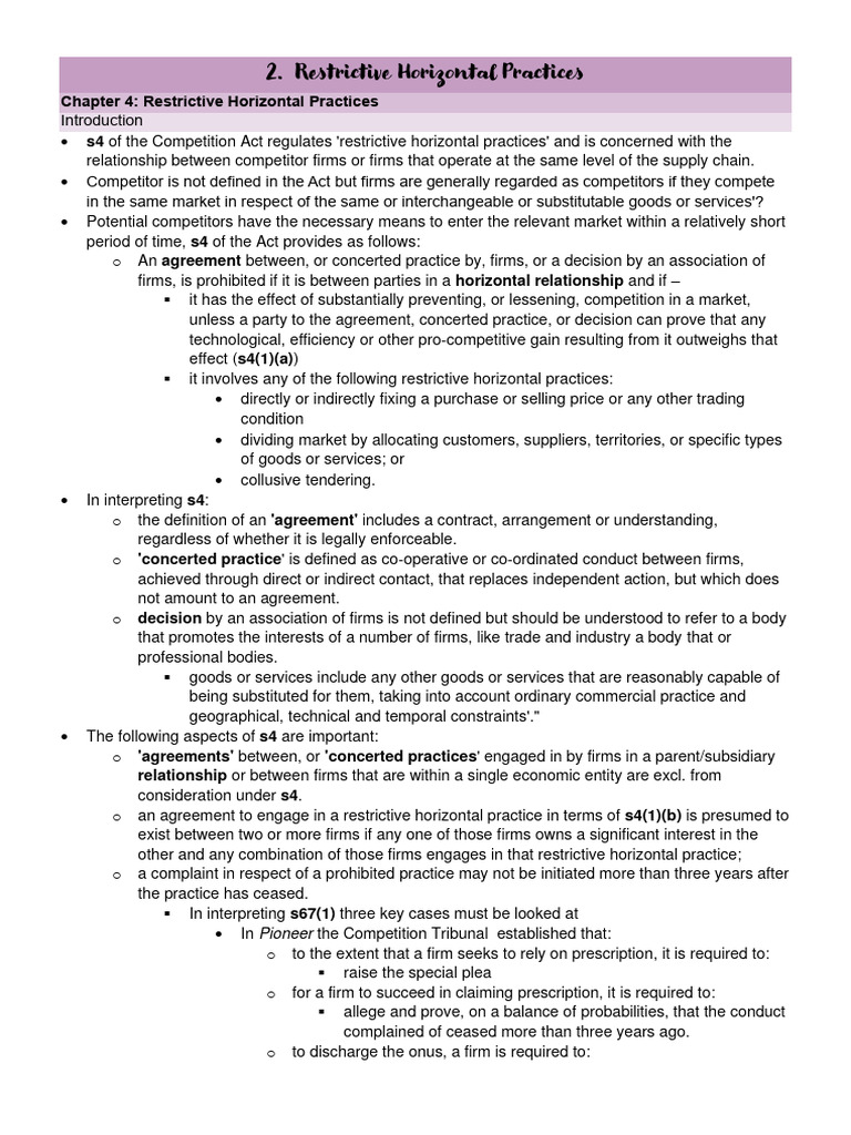 2. Restrictive Horizontal Practices | PDF | Cartel | Business